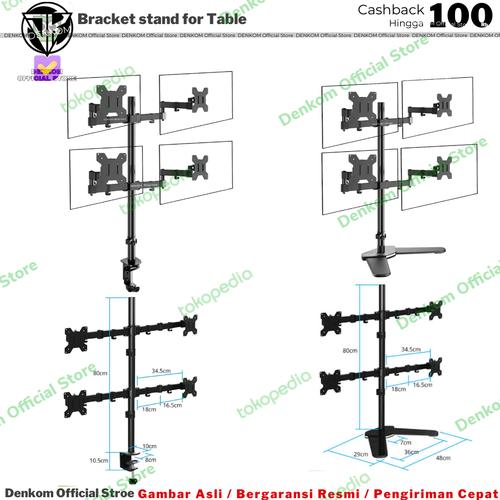 Jual Sistand Quad monitor Stand Bracket empat Monitor Breket Base mount ...