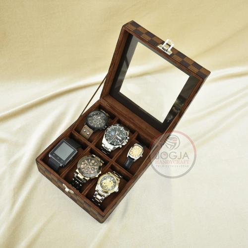 Jual Kotak Jam Tangan Isi 6 Universal / Tempat Jam / Box Jam - Hitam ...