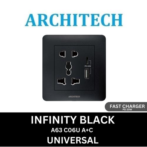 Promo ARCHITECH INFINITY BLACK A63-C06U A+C FAST - Universal+2USB Cicil 0% 3x - Jakarta Utara ...