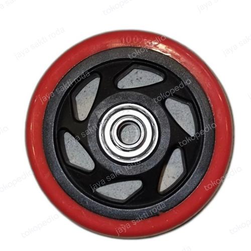 Jual Roda pu 4 inch merah jari jari onley lobang as 12 mm /roda saja ...