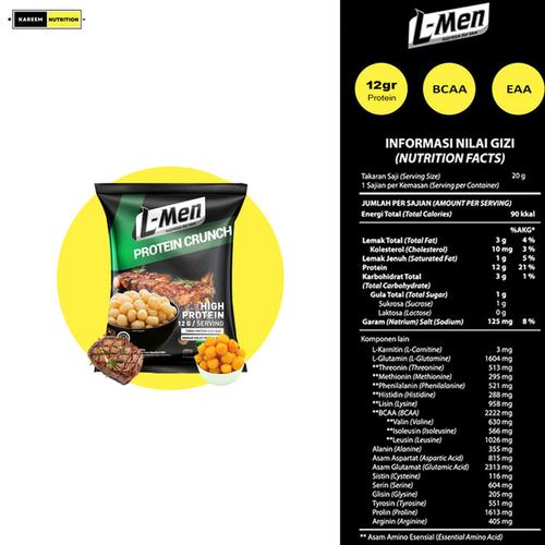 Jual L-Men Protein Crunch BBQ Beef 20g (12g Protein / Serving) - Kab ...