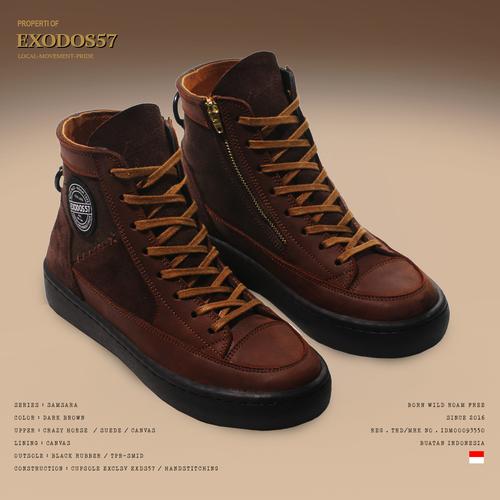 Jual Sepatu Sneakers Kulit Pria Exodos57 Samsara Dark Brown - Kota ...