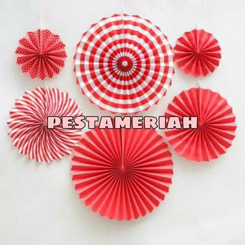 Jual PAPER FAN MERAH PUTIH / LAMPION MERAH PUTIH/HIASAN GANTUNG MERAH ...