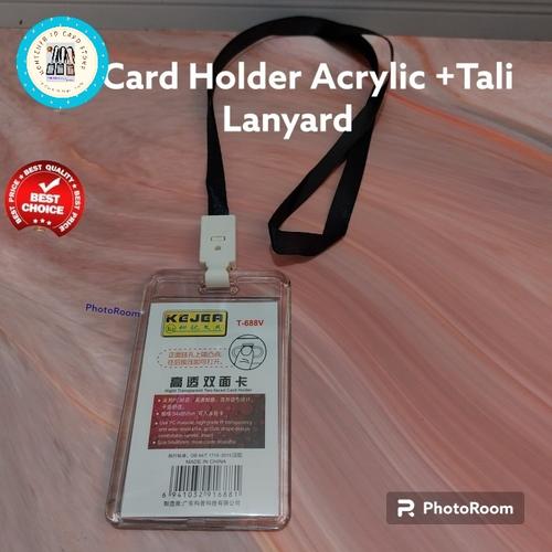 Jual Id Card Holder Acrylic Transparant Kejea + Tali Id Card 1,5 cm ...
