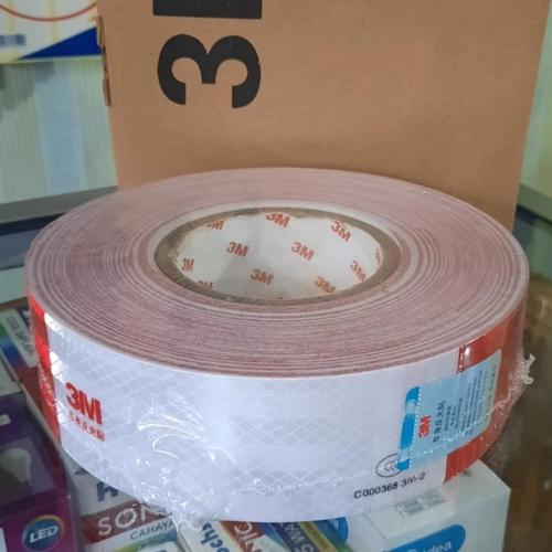 Jual stiker reflector 3m merah putih 5 cm x 45m -skotlet reflective 3m ...