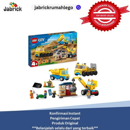 Jual LEGO 60391 City Construction Trucks and Wrecking Ball Crane Toys ...