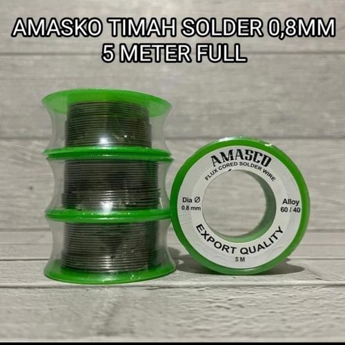 Jual TIMAH SOLDER AMASCO 5 & 10 METER FULL 0.8MM TIMAH GULUNG ...