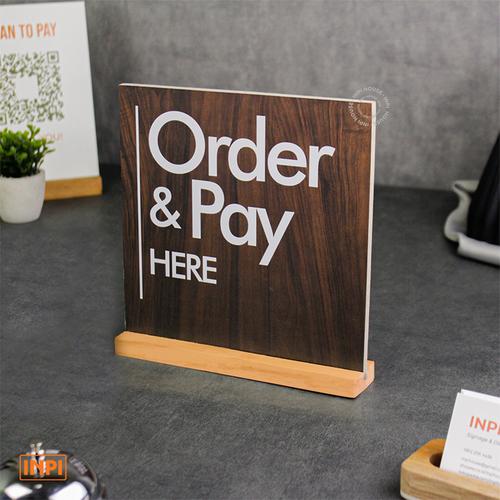 Jual sign system order and pay here - desk sign - order and pay here ...