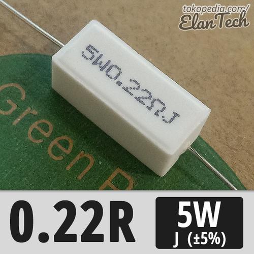 Jual Resistor 5W 0.22R Kapur Cement Taiwan SQP 5% 0.22 Ohm 0R22 ...