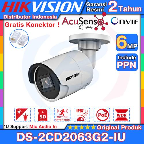 Jual Ipcam 6mp Hikvision DS-2cd2063g2-IU Acusense Micro SD Bisa Poe & Onvif - Non Mic Audio ...