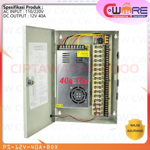 Jual Power supply box 40a 12v camera cctv / trafo 12 volt 40 ampere box ...