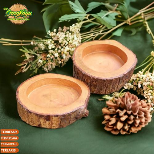 Jual Mangkok rustic tatakan nampan kayu piring asbak kayu bowl tray ...