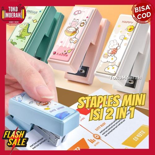 Jual PAKET STAPLES MINI 2 IN 1 HUACHI + ISI STAPLER KECIL KARAKTER LUCU ...