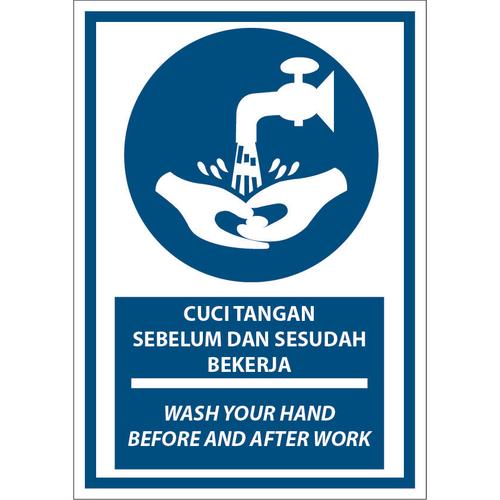 Jual Sign Akrilik K3 Cuci Tangan Sebelum dan Sesudah Bekerja (2 Bahasa ...