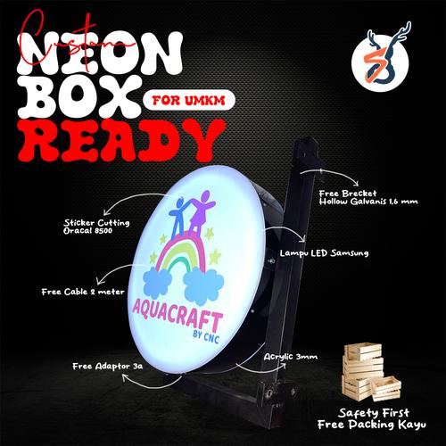 Promo Neon box custom 100 cm dua sisi free breket besi tembok - Kota ...