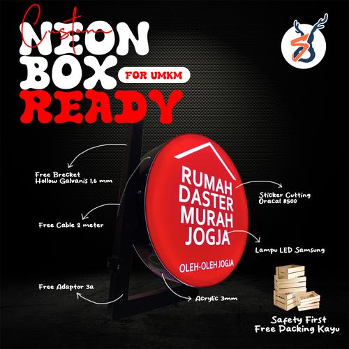 Jual Neon box custom 30 cm Ready dua sisi free breket besi tembok ...