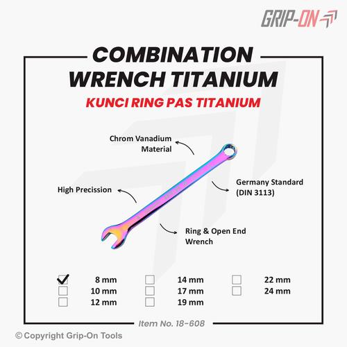 Jual GRIP-ON COMBINATION WRENCH TITANIUM KUNCI RING PAS 2 IN 1 ...