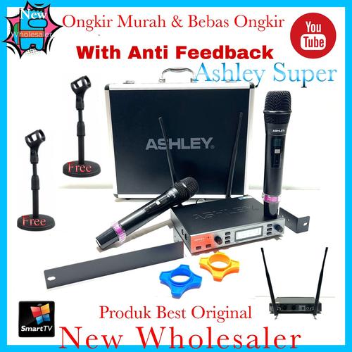 Jual mic wireless Ashley pro super Anti feedback handhled metal ...