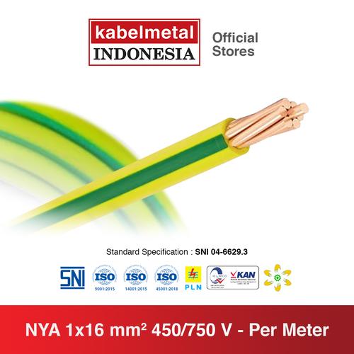 Jual Kabel Metal - Kabel NYA 16 mm Kuning Hijau Per Meter Grounding KMI SNI - Jakarta Timur ...