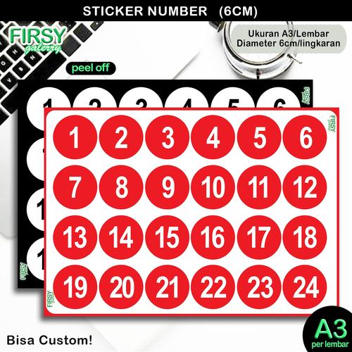 Jual Sticker Nomor Bulat 6CM, Label Angka Besar, Colorful, Bisa Custom ...