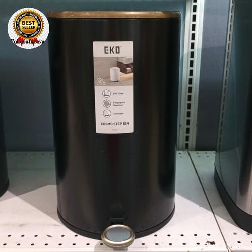 Jual Tempat sampah soft close Eko bulat 12 liter - black gold new ...