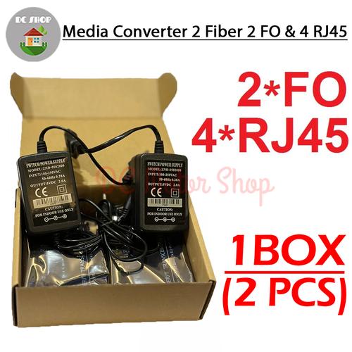 Jual Media Converter 2 Port 2 Fiber SC A & B 4 RJ45 Fiber Optic 10/100 ...