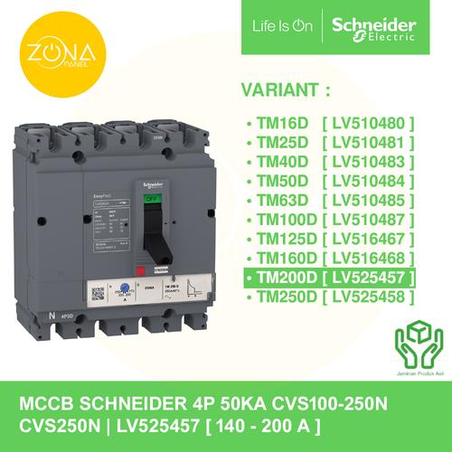 Promo MCCB SCHNEIDER EASYPACT CVS250N 4P 200A 25KA TMD TM200D LV525457 ...