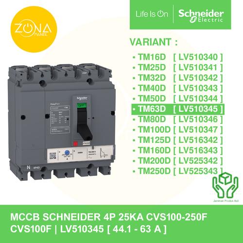 Jual MCCB SCHNEIDER EASYPACT CVS100F 4P 63A 25KA TMD TM63D LV510345 ...