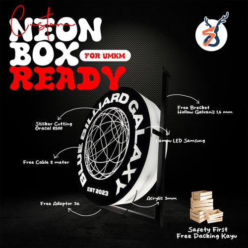 Promo Neon box custom 50 cm dua sisi free breket besi tembok - Kota ...