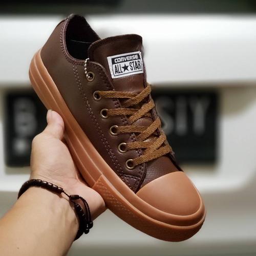 Jual SEPATU UKURAN 47 46 45 44 CONVERSE KULIT COKELAT LOW UKURAN JUMBO ...