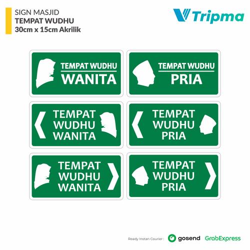 Jual Rambu/ Sign Masjid Arah Tempat Wudhu- 30cm x 15cm - Akrilik ...