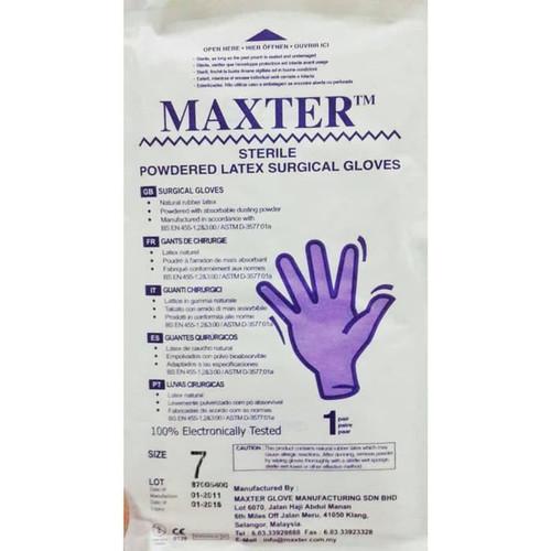 Jual Maxter Sterile Powdered Latex Surgical Gloves (Box/50 Pair) - Kota ...