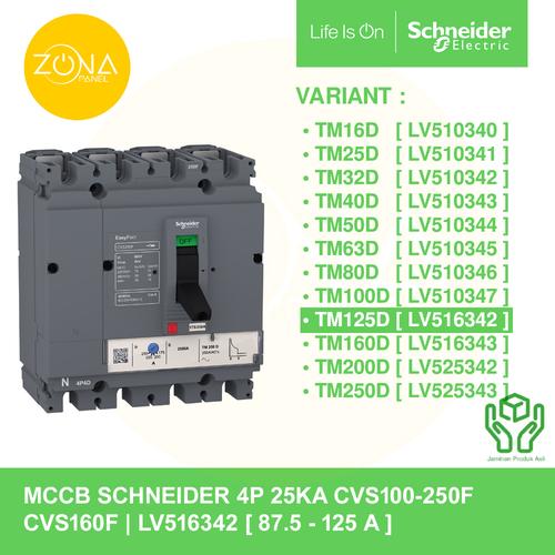 Promo MCCB SCHNEIDER EASYPACT CVS160F 4P 125A 25KA TMD TM125D LV516342 ...