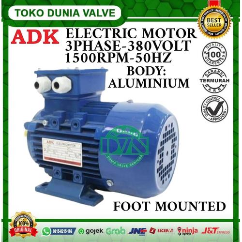 Jual ELECTRIC MOTOR ADK 3KW 4HP 1500RPM 3PHASE B3 ALUMINIUM ORIGINAL ...