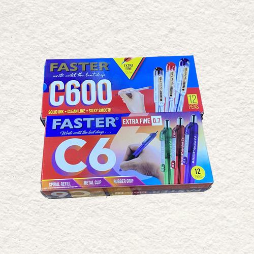 Jual Pulpen Pen Faster Hitam Biru Merah C6 C 6 / C600 C 600 Tutup Cetek ...