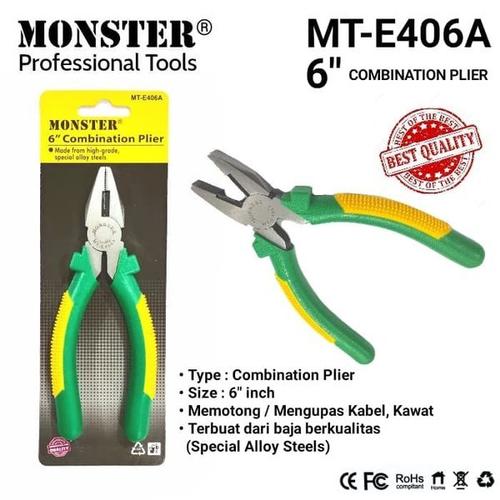 Jual Tang Kombinasi 6 inch MONSTER MT-E406A Tang Potong Kombinasi 6 in ...