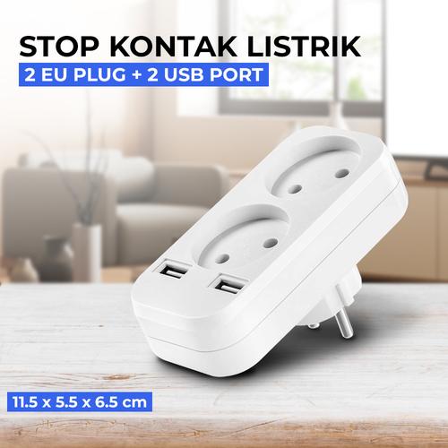 Promo Stop Kontak Arde 2 lobang 2 USB Port Sambungan Colokan Listrik T ...