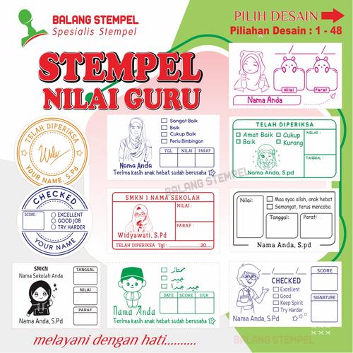 Jual Stempel Guru Cap Penilaian Koreksi Teacher Stamp Nilai checked - 1 ...
