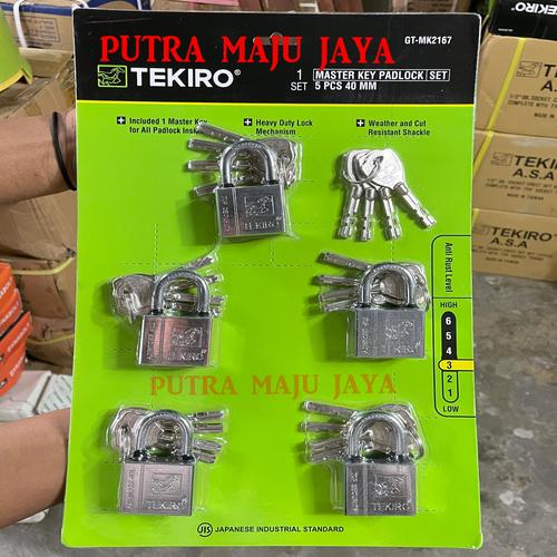 Jual TEKIRO GEMBOK MASTER KEY SET 5 PCS 40 MM GEMBOK LEHER PENDEK ...