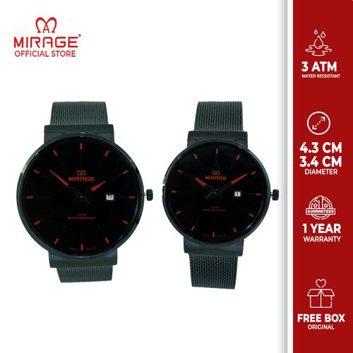 Promo Mirage jam tangan pasangan analog full Hitam 8624 pasir dual ...