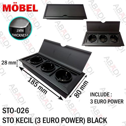 Jual Box Stop Kontak Buka Tutup 3 EURO Power Hitam Tanam Meja Meeting ...