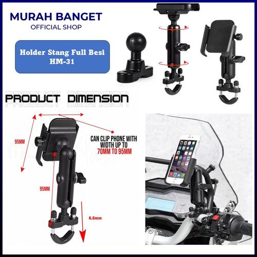 Jual Holder Stang Motor HM-31 Full Besi Phone Holder Stang Penyangga Hp ...