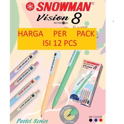 Jual BOLPEN PEN SNOWMAN V8 PASTEL 0.7mm / PULPEN PASTEL VISION 8 SEMI ...