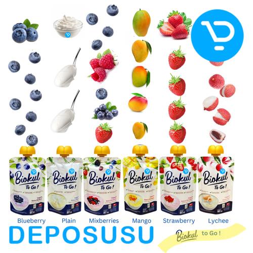 Promo Yogurt BIOKUL To Go Plain Strawberry Blueberry Mixberry Lychee ...
