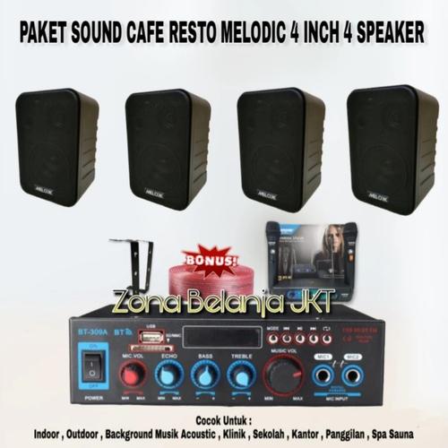 Jual PAKET SOUND SYSTEM CAFE RUANGAN KANTOR SPEAKER 4 INCH 4 SPEAKER ...