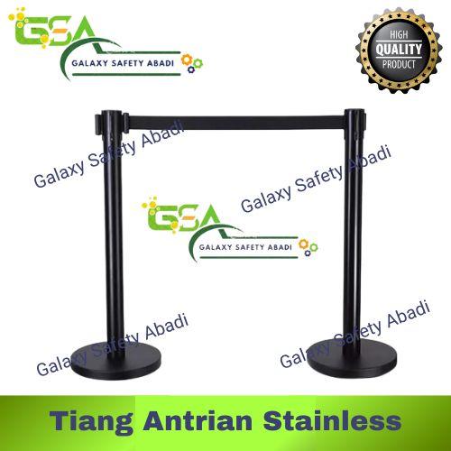 Jual Tiang Antrian Pembatas Stainless Hitam Queue Line Pita 2M - Hitam ...