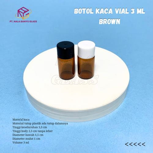 Jual botol kaca vial 3ml amber tutup plastik / botol tester sample ...