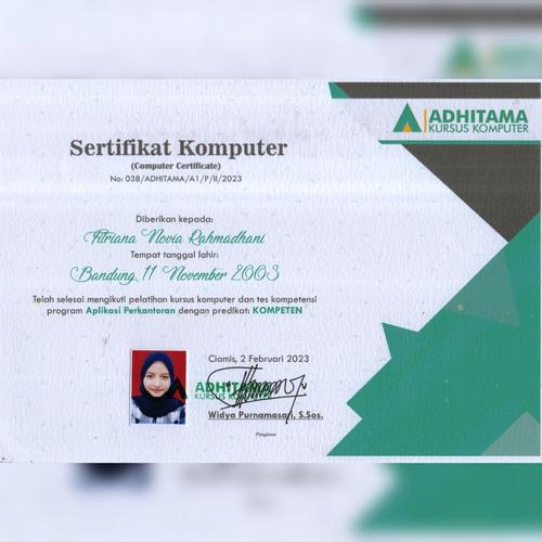 Jual Sertifikat Komputer Microsoft Office - Kab.Ciamis - Adhitama Kursus Komputer | Tokopedia