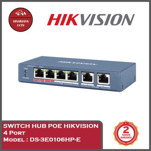 Jual Switch Hub PoE Hikvision 4 Port + 2 Uplink DS-3E0106HP-E Garansi ...