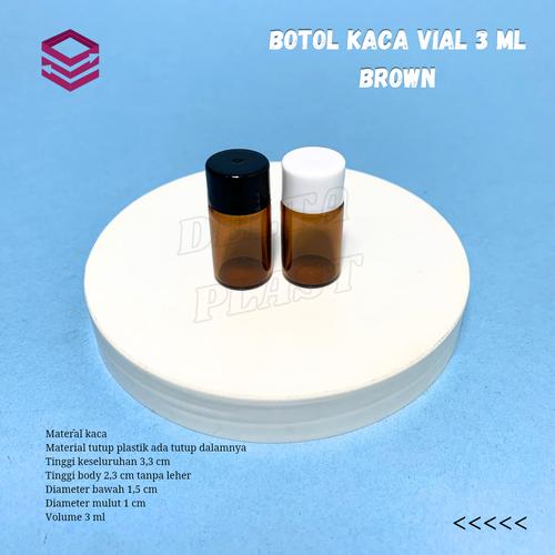 Jual Botol kaca vial 3ml amber tutup plastik / Botol tester, sample ...